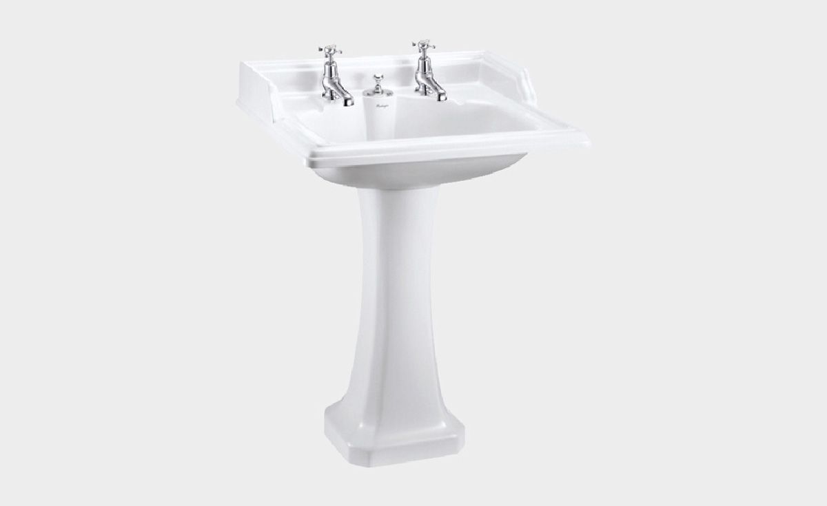 Classic Rectangle 650 Basin with Invisible Overflow & Pedestal • Bath Co