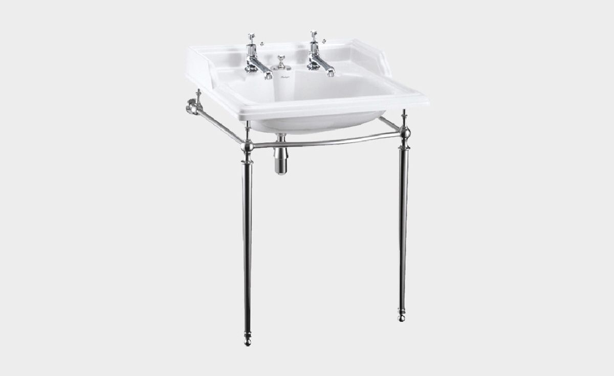Classic Rectangle 650 Basin with Invisible Overflow & Chrome Washstand ...
