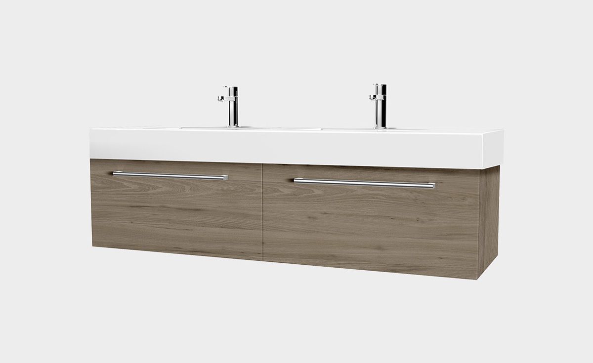 Splash 1200 Wall-Hung Vanity Double Bowl 2 Drawers Side By Side • Bath Co